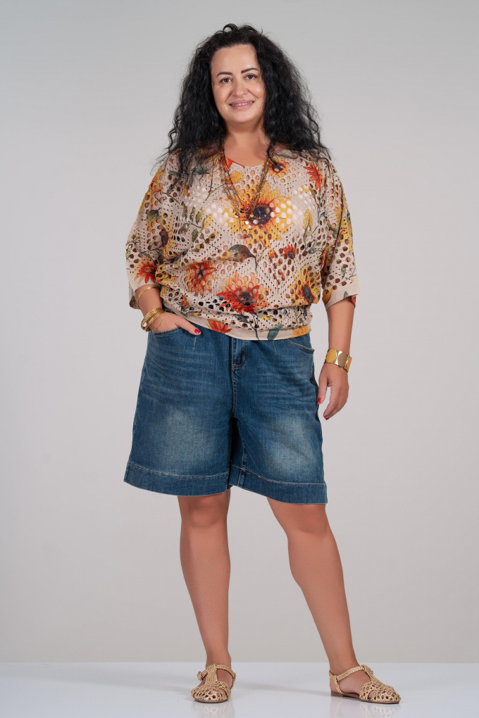 МАКСИ къси дънки в тъмносиньо с ластик в талията - Gang.bg