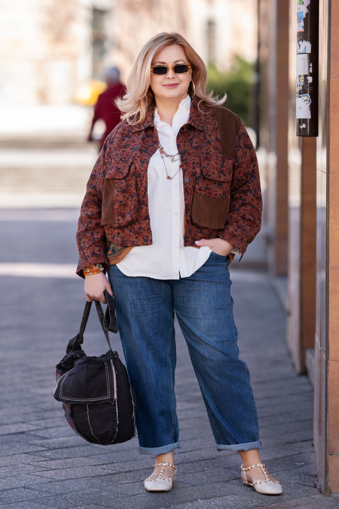 МАКСИ тънко яке от памук с принт цветя - Gang.bg